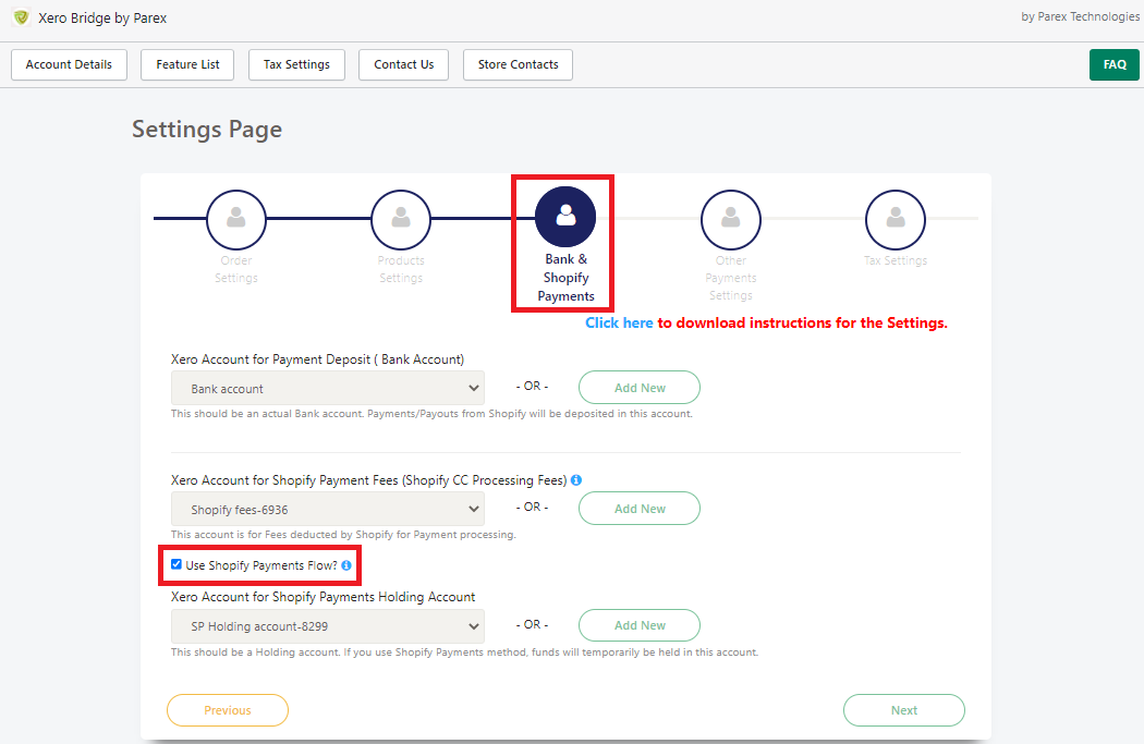 Parex Bridge - How Shopify payout flow works - Xero Bridge app