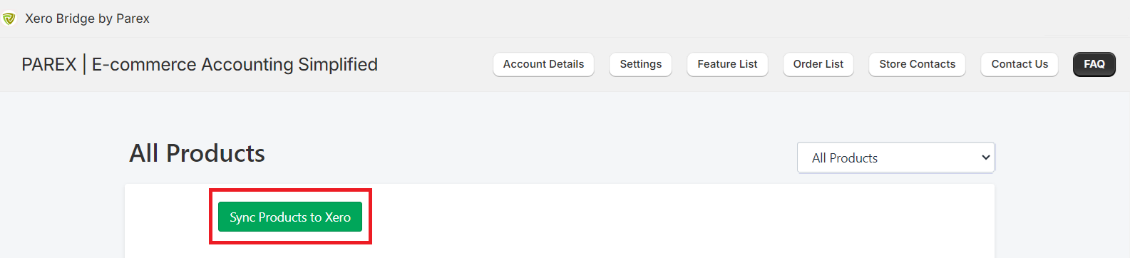 Parex Bridge - Product sync as Non-Inventory feature- Xero Bridge app